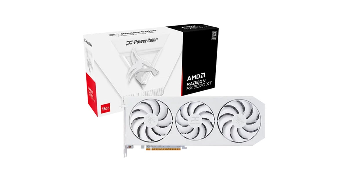 PowerColor Radeon RX 9070 XT Hellhound Spectral White OC, Grafikkarte ...