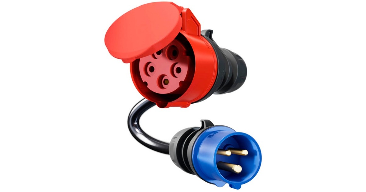 go-e Adapter für Gemini flex 11 kW, CEE rot Drehstrom 16A > CEE blau ...