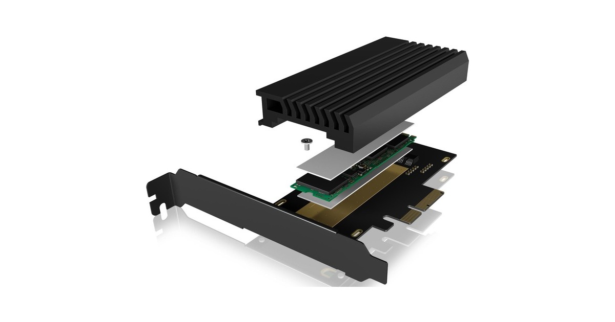 ICY BOX IB-PCI214M2-HSL, Adapter schwarz