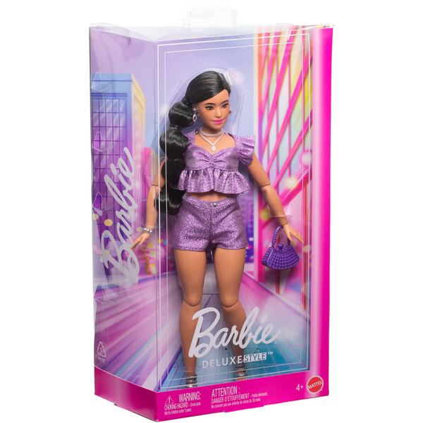 Barbie Barbie Deluxe Style im violetten Metallic Outfit, Puppe